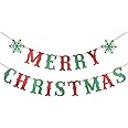 Amazon.com: Red and Green Merry Christmas Banner Merry Christmas Sign ...