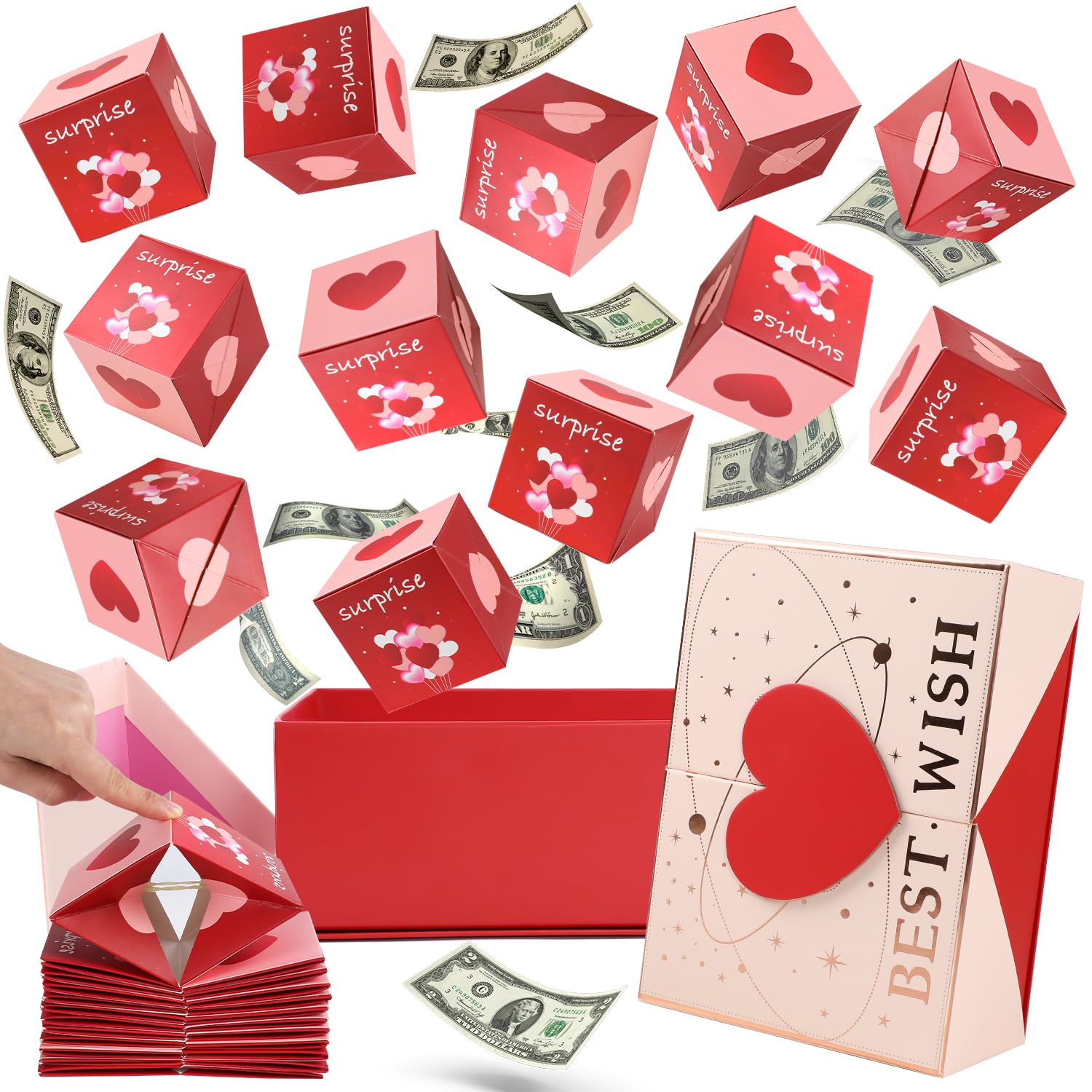 Rednow Surprise Box Gift Box for Money, Surprise Gift Box Explosion for ...