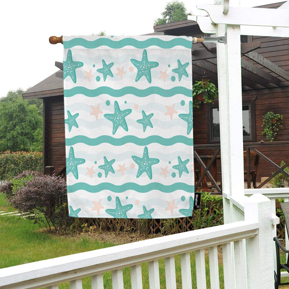 Moslion Starfish House Flag Sea Wave Stars Polka Dot Marine Life Ocean ...