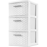 Amazon.com: 3 Drawer Wide Weave Tower Plastic, White - Design Storage ...