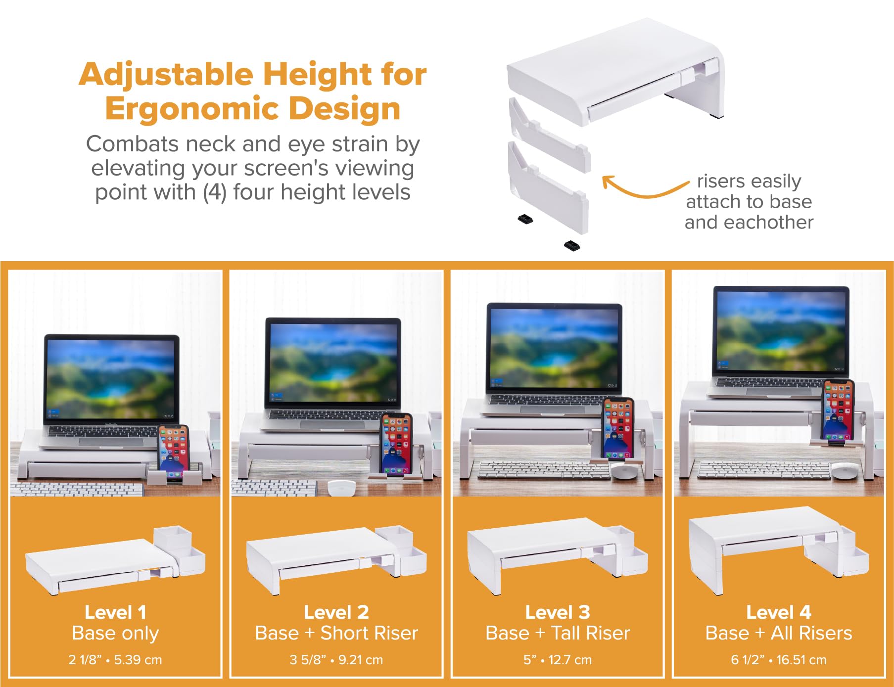 Mua Bostitch Konnect Adjustable Monitor Riser with Drawer, Cell Phone ...
