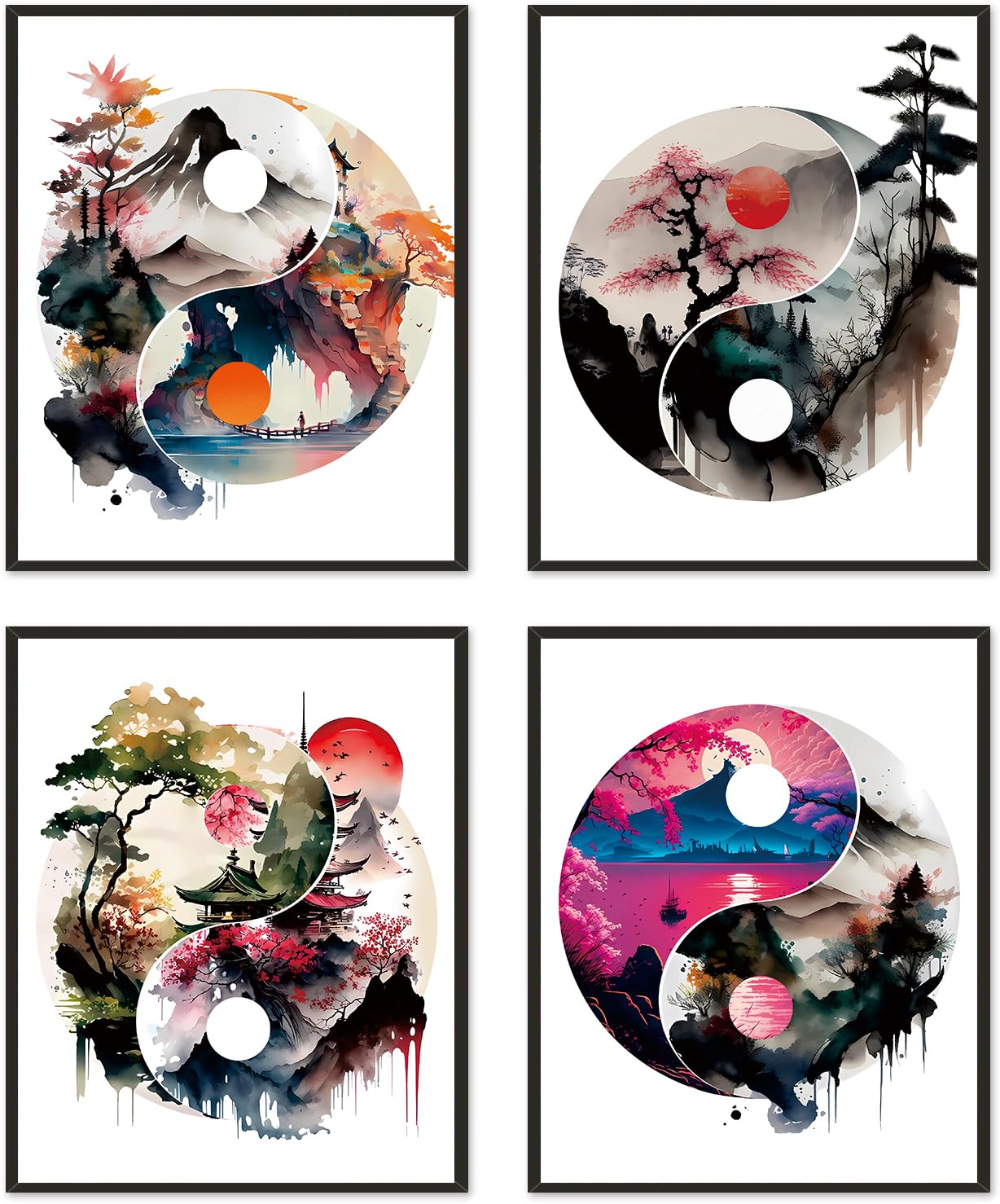 Mua Japanese Wall Art Prints,Yin yang Art Posters,Abstract Yin Yang Mountain Wall Art,Modern ...