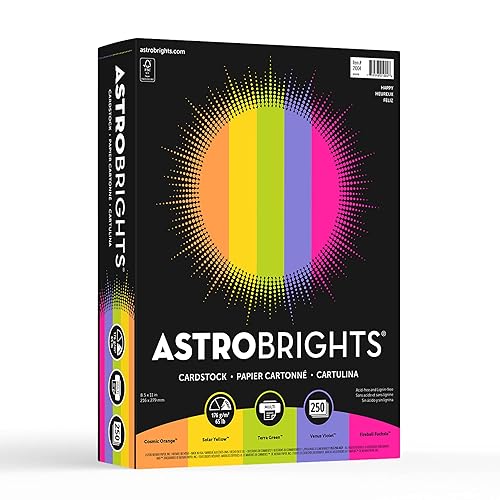 Astrobrights® Color Card Stock, Happy Assortment, Letter (8.5" x 11 ...