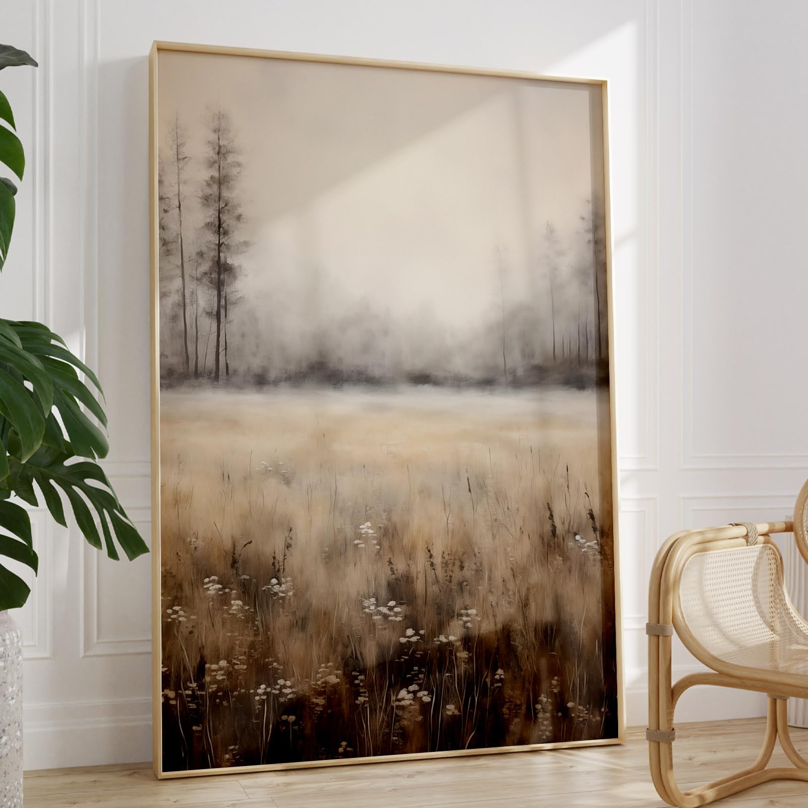 Vintage Forest Prints Canvas Wall Art - Neutral Landscape Picture ...