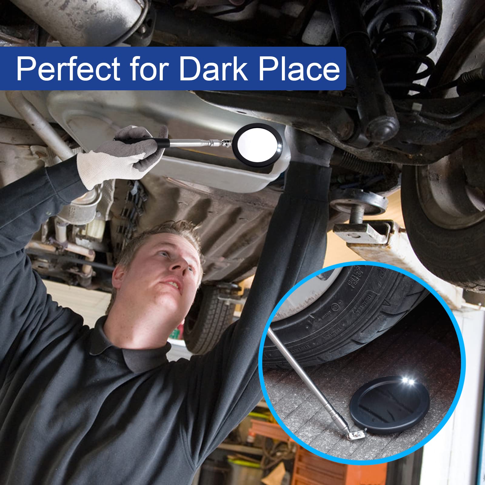 Mua Telescoping Inspection Mirror LED Light with Large 3.75 Inches ...