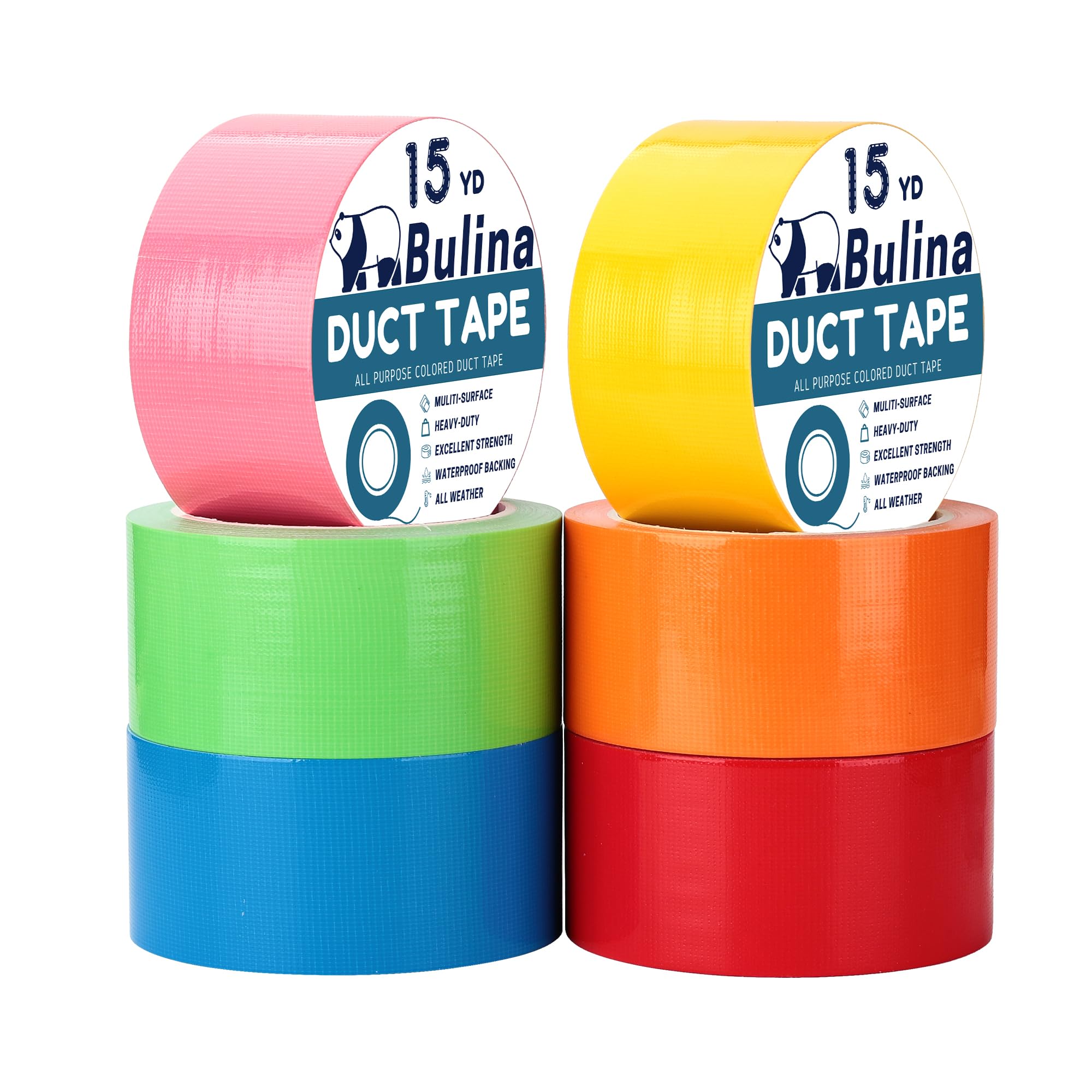 Bulina Duct Tape Rainbow Colored Heavy Duty 2 Inches x 15 Yard 8.7 Mil ...