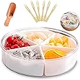 Amazon.com | Snacks Divided Seving Tray With Lid - Round Divided ...