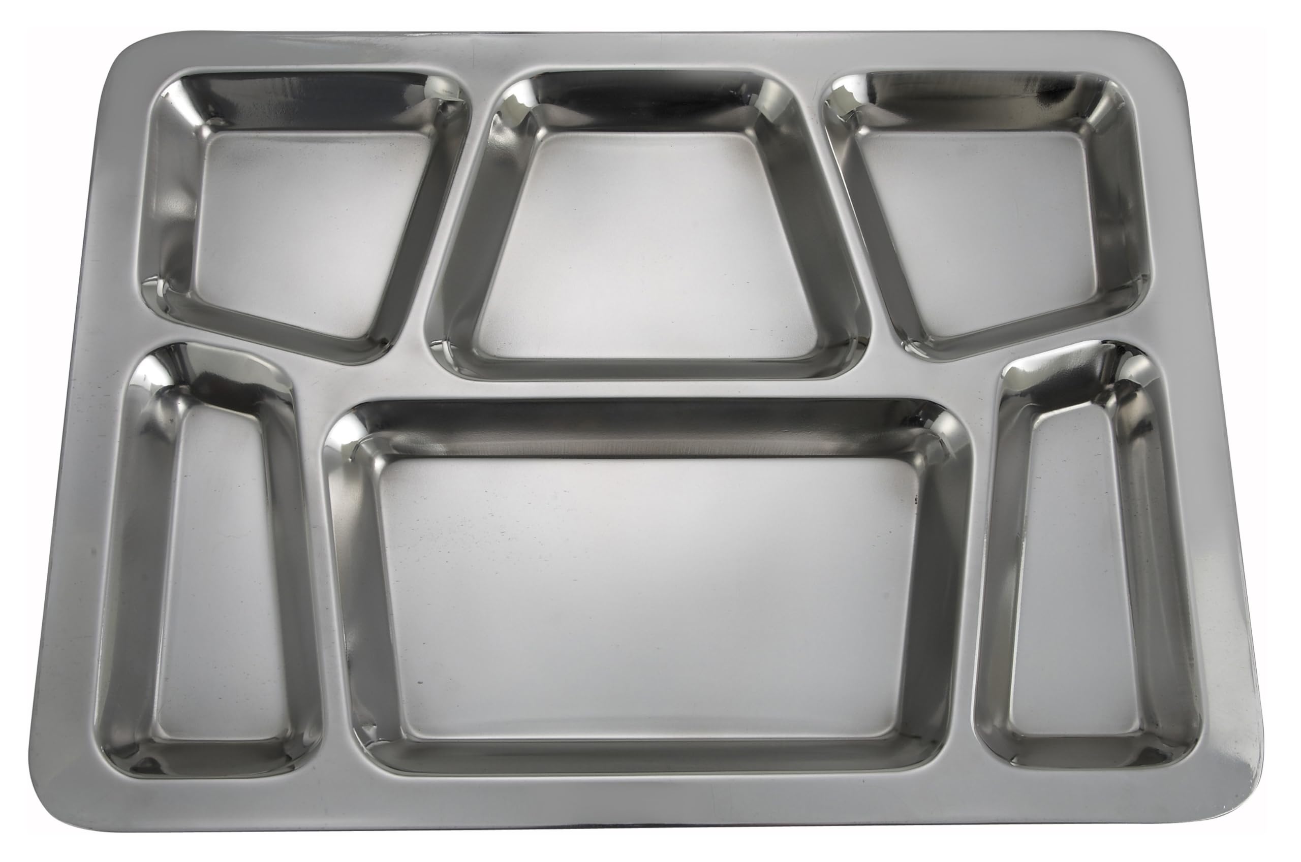 Winco - SMT-2 6-Compartment Mess Tray, Style B, Stainless Steel, Medium ...