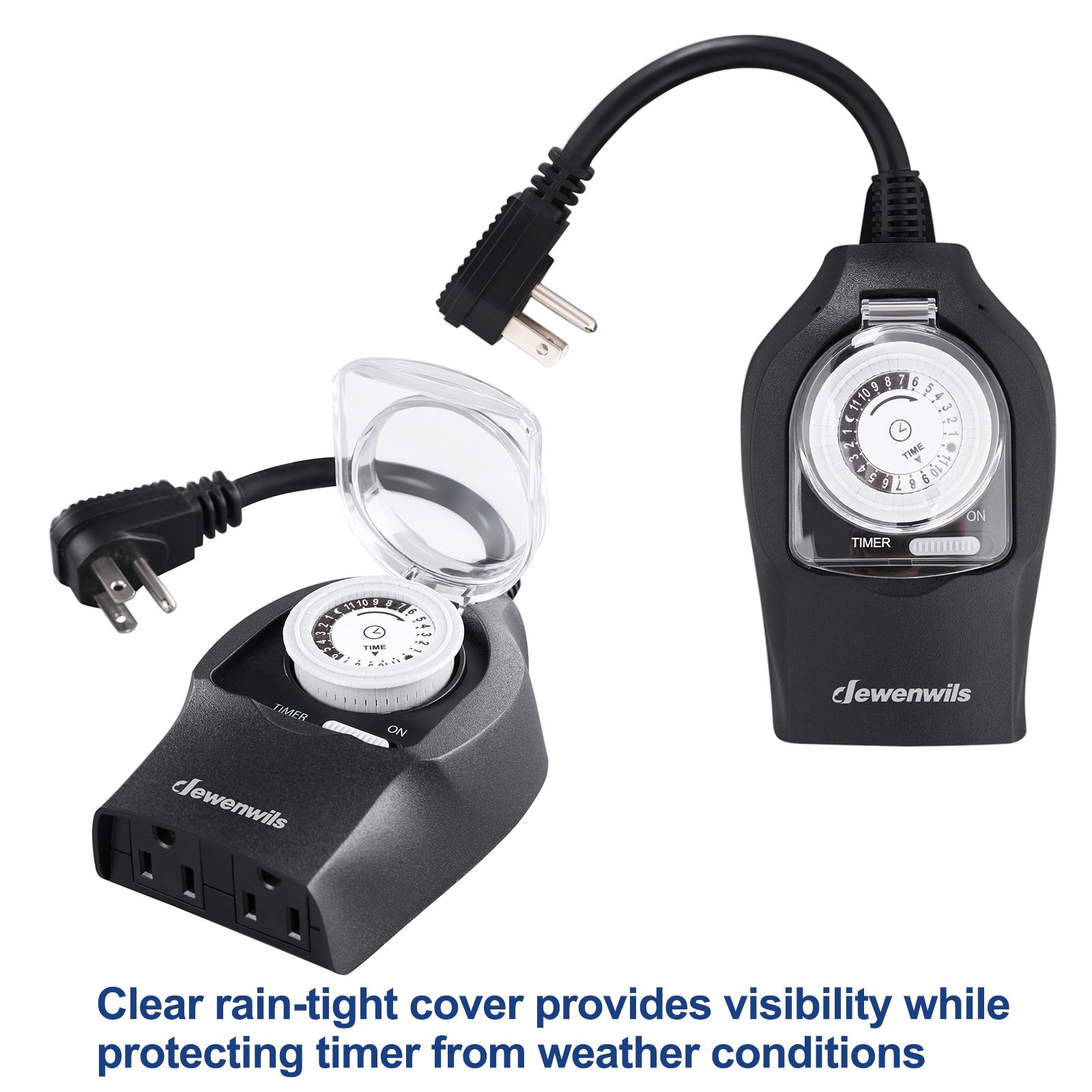 Dewenwils Outdoor Mechanical Light Timer, 24 Hour Programmable Plug-in ...