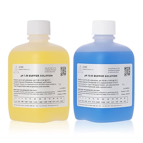 pH 7 and 10 Buffer Solutions, 2 Liters, pH Meter Calibration Solutions ...