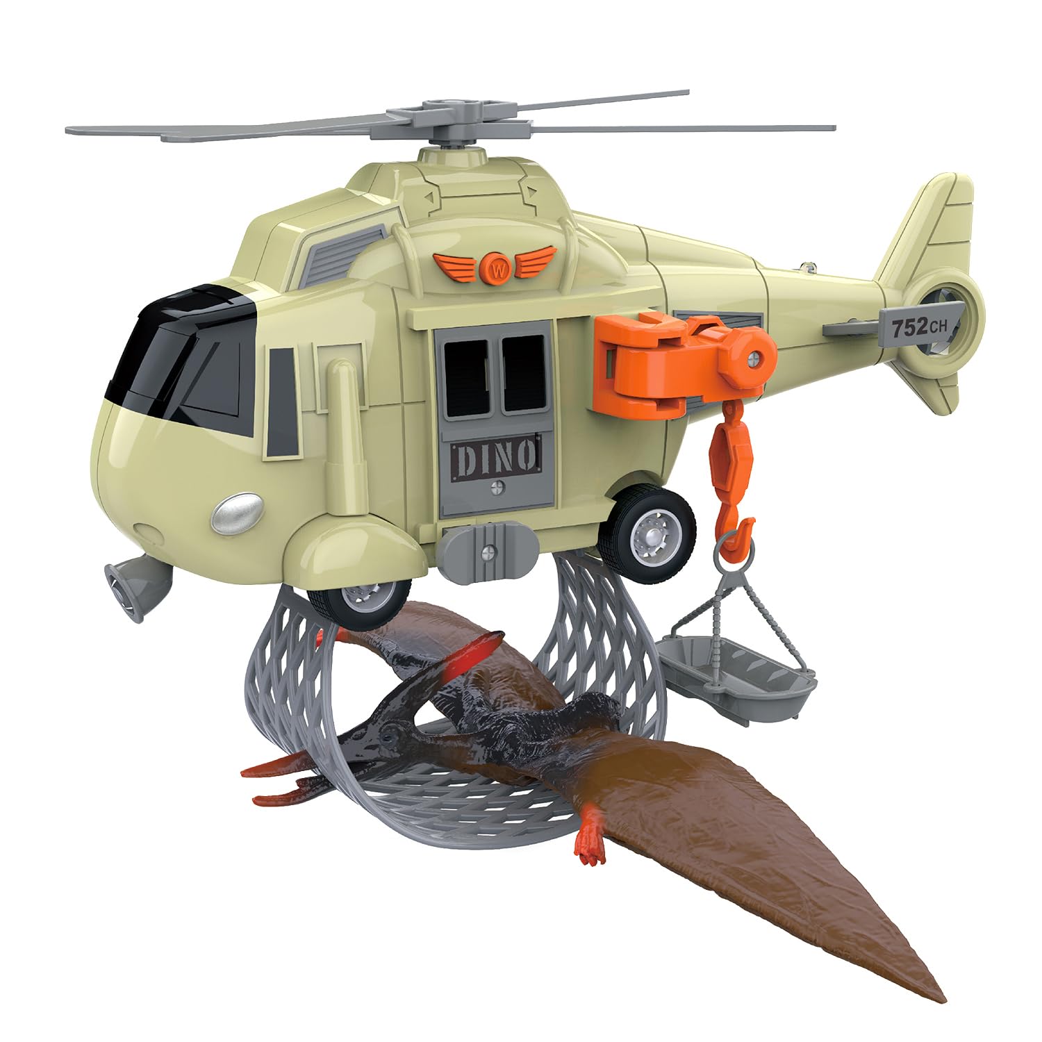 Dino Rescue Helicopter Toy Playset with Pterosaur, Dinosaur Animal ...