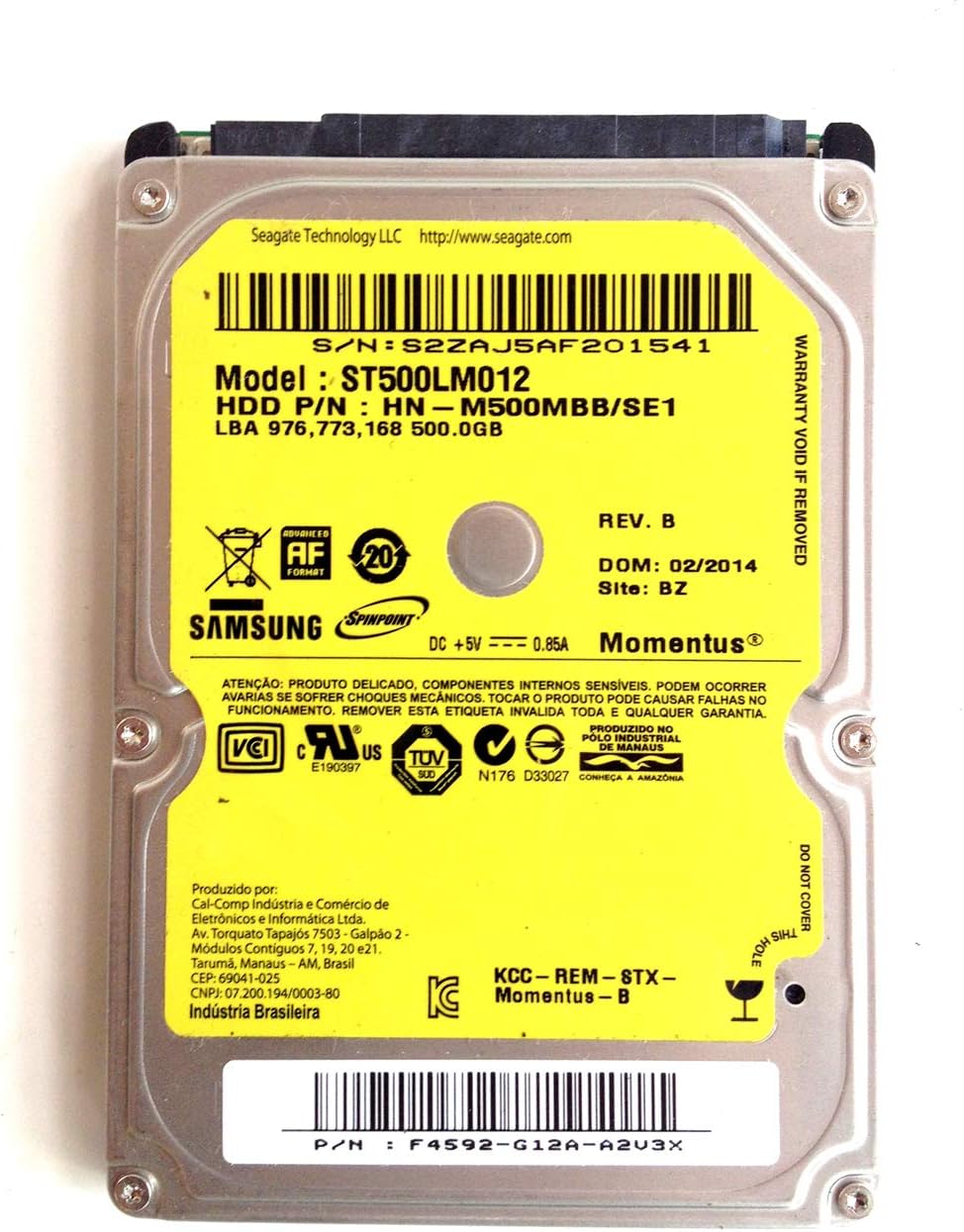 HD 2,5 Polegadas Notebook 500GB Sata 5400RPM ST500LM012 - Samsung ...