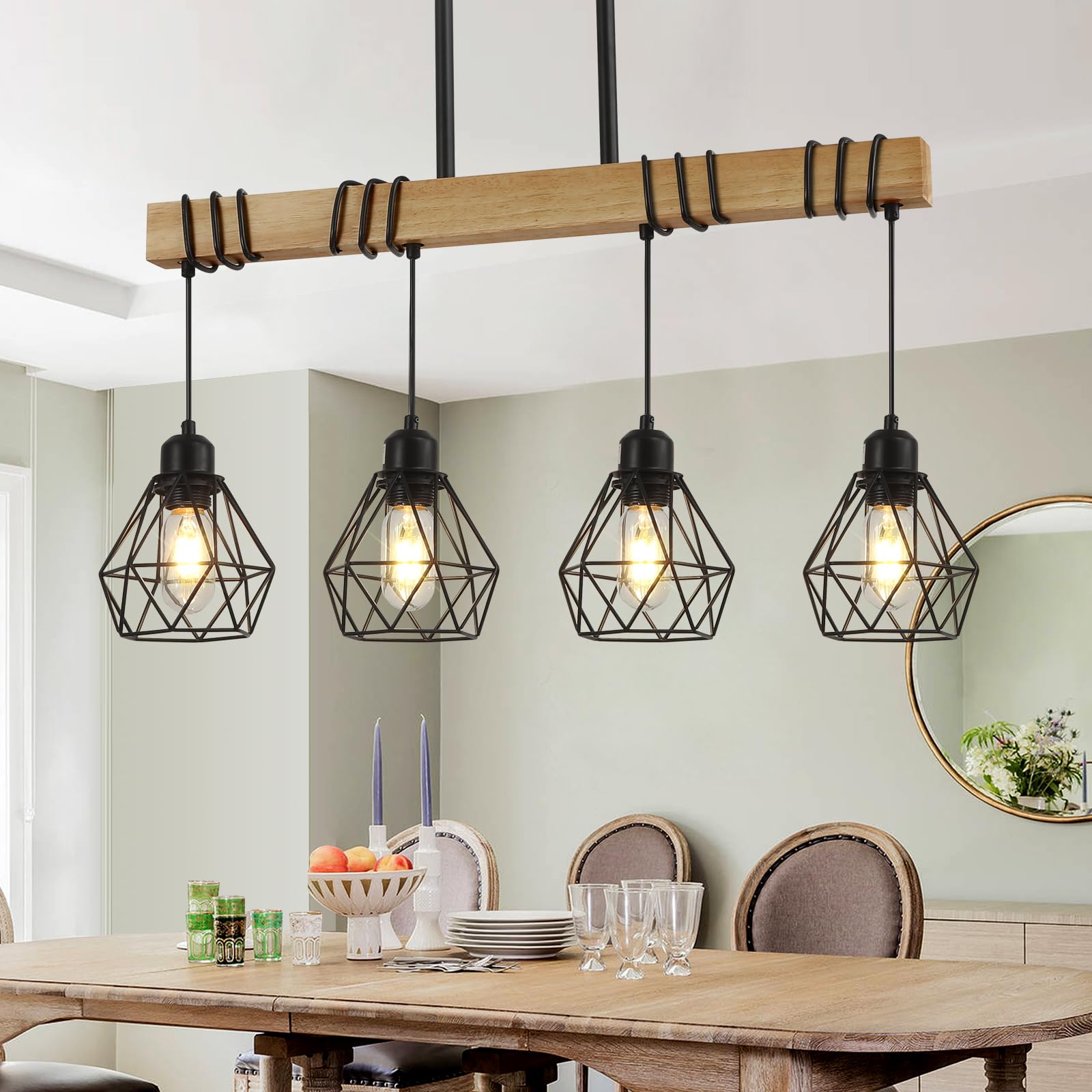 Dining Room Light Fixture Hanging for Modern Farmhouse 4-Lights Kitchen ...