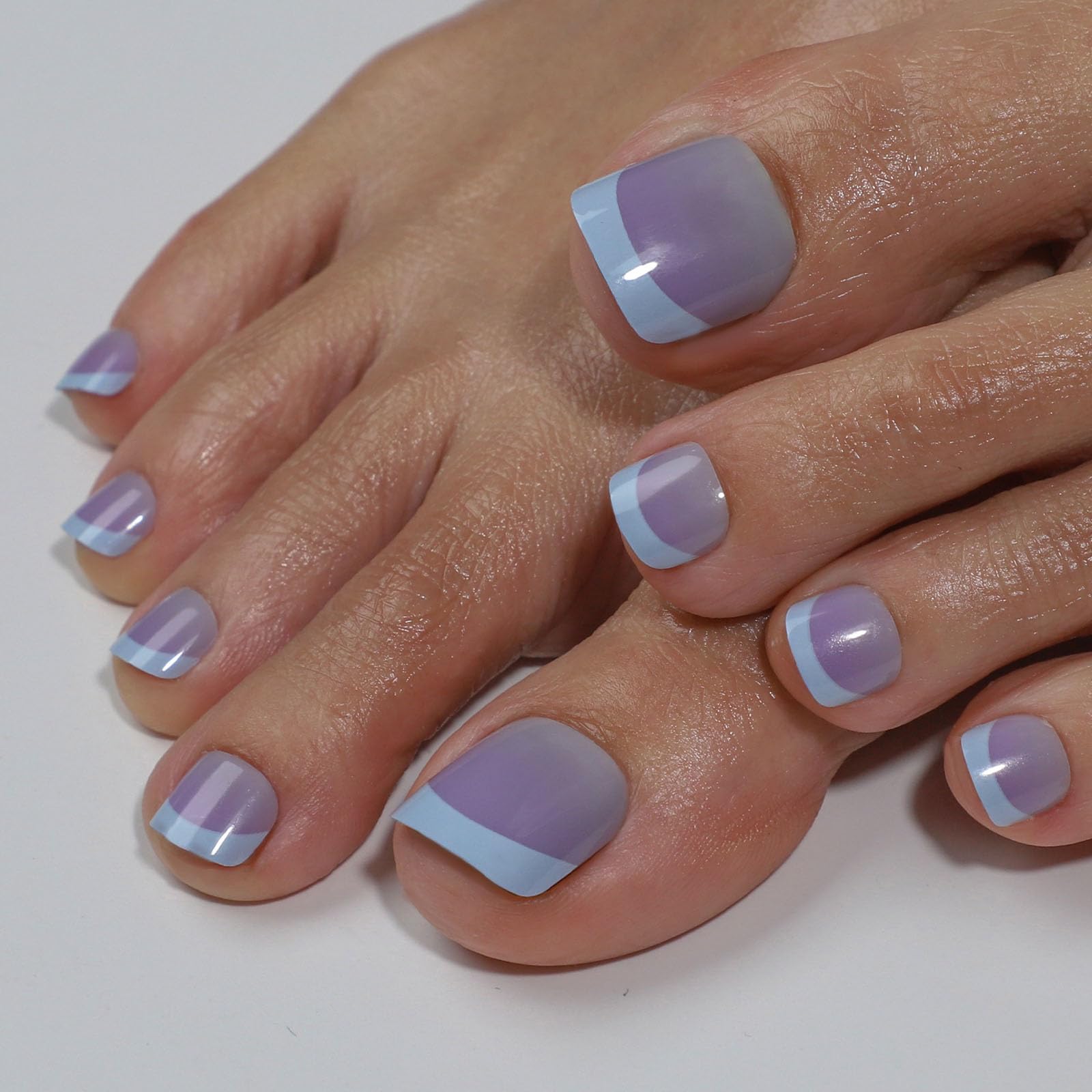 Press on Toenails Short for Women, Acrylic Square Toe Nail Press Ons ...