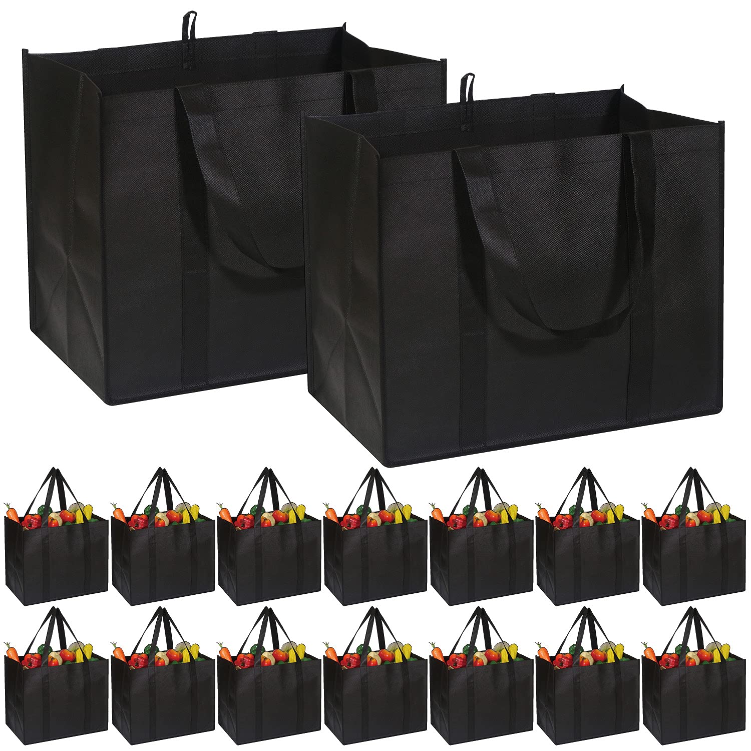 DIOMMELL Set of 16 Reusable Grocery Bags Extra Large Super Strong Heavy ...