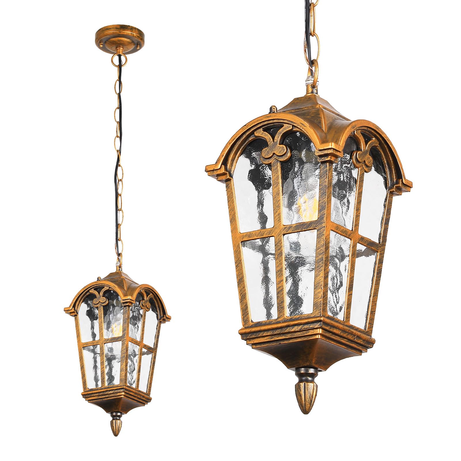 Zanritelit Gold Outdoor Pendant Light fixtures for Patio Foyer Entryway ...