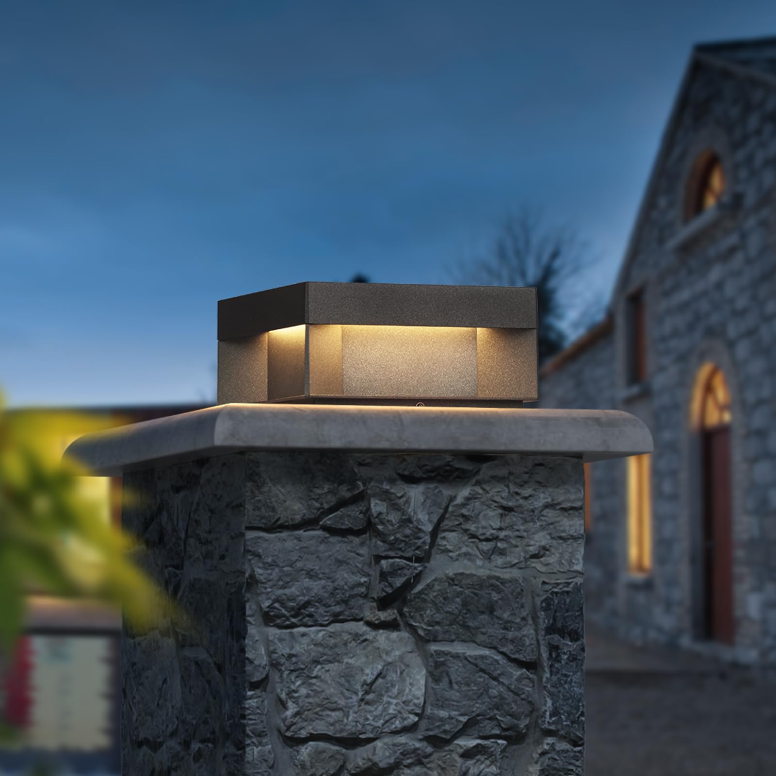 PAKEDANDUN Outdoor Solar Post Light,7.9" Modern Fence Deck Post Cap ...