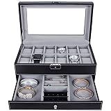 Amazon.com: Watch Box Storage Case Leather for 10 Watches with Lined ...