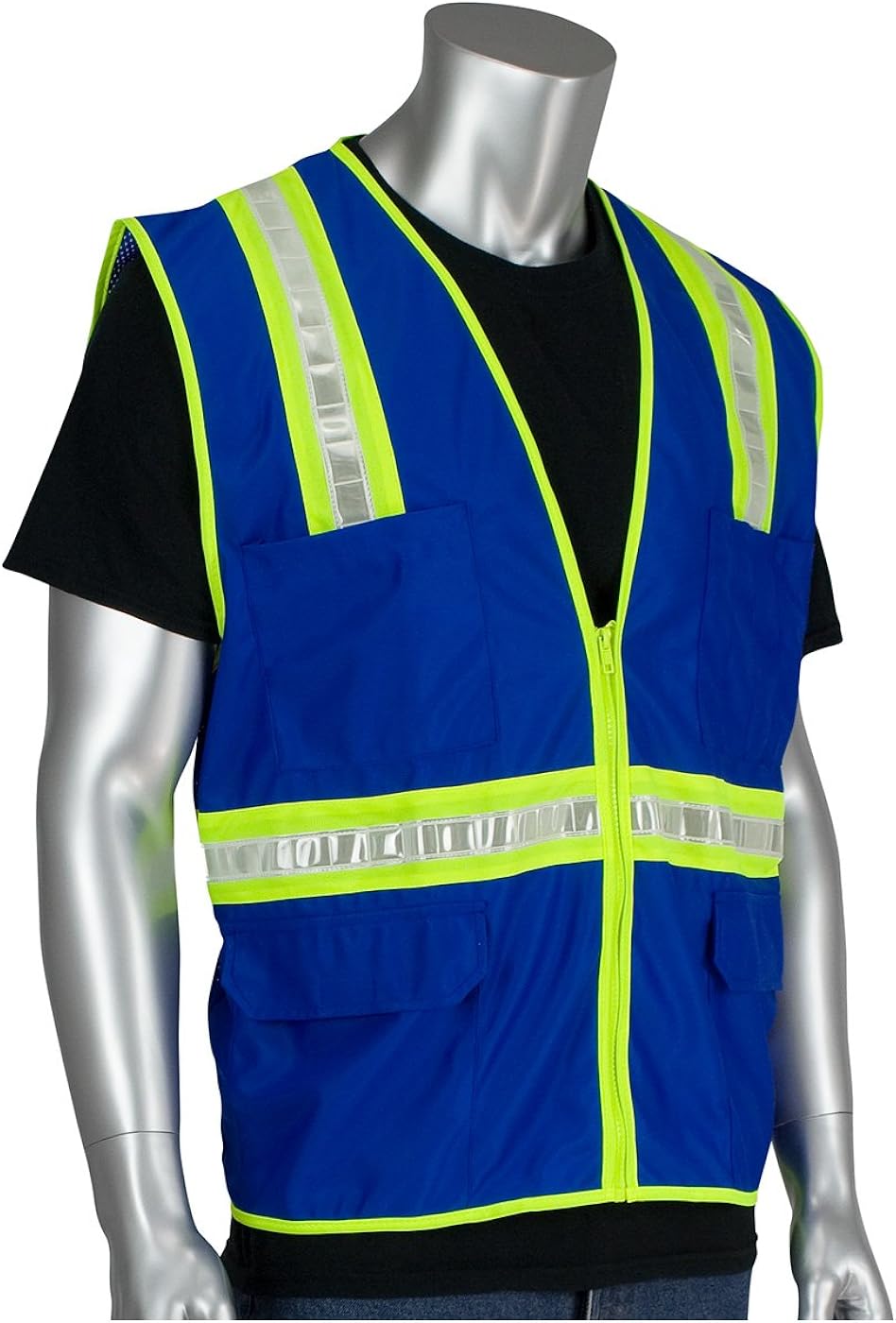 Amazon.com: PIP 300-1000 Blue Large Polyester Mesh High-Visibility Vest ...