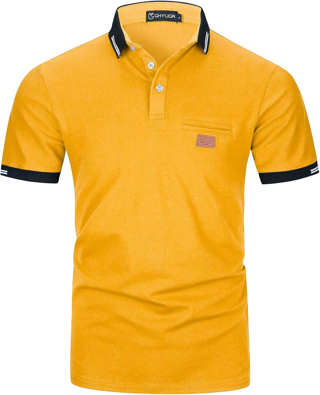 GHYUGR Men's Short Sleeve Polo Shirts Contrasting Colors Golf Tennis T ...