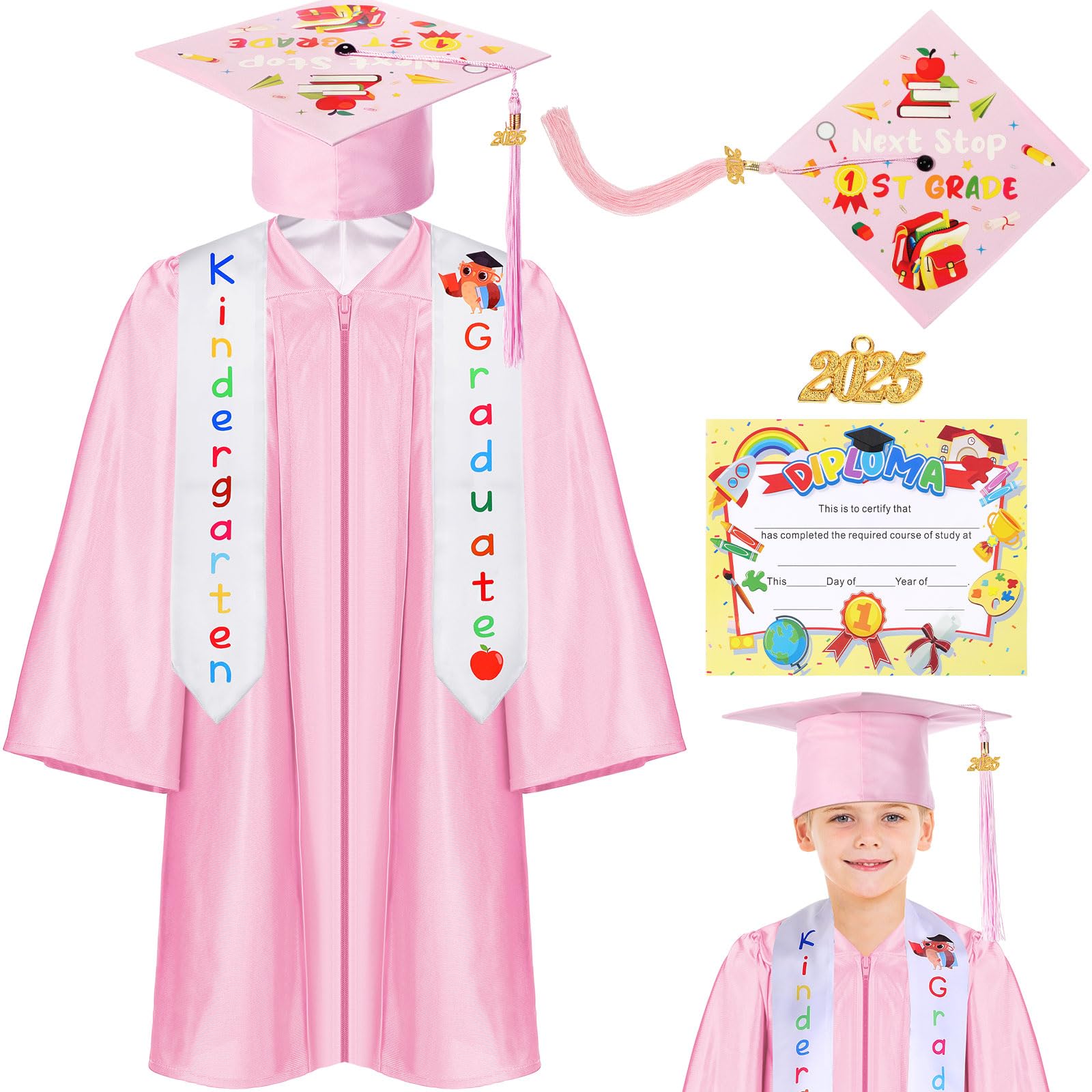 Retisee 7 Pieces 2025 Kindergarten and Preschool Graduation Cap Gown ...