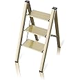 Amazon.com: flygeneral 3 Step Ladder, Gold Aluminum Folding Ladder ...