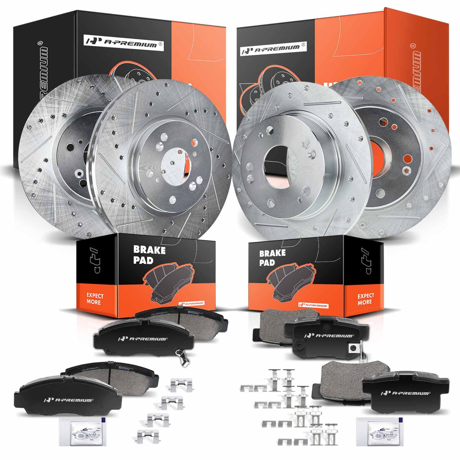 A-Premium Front and Rear Drilled and Slotted Disc Brake Rotors ...