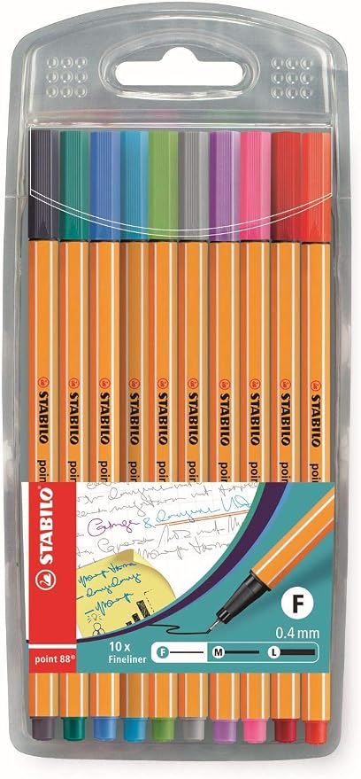 STABILO Point 88 - Pochette de 10 stylos-feutres pointe fine - Couleurs ...