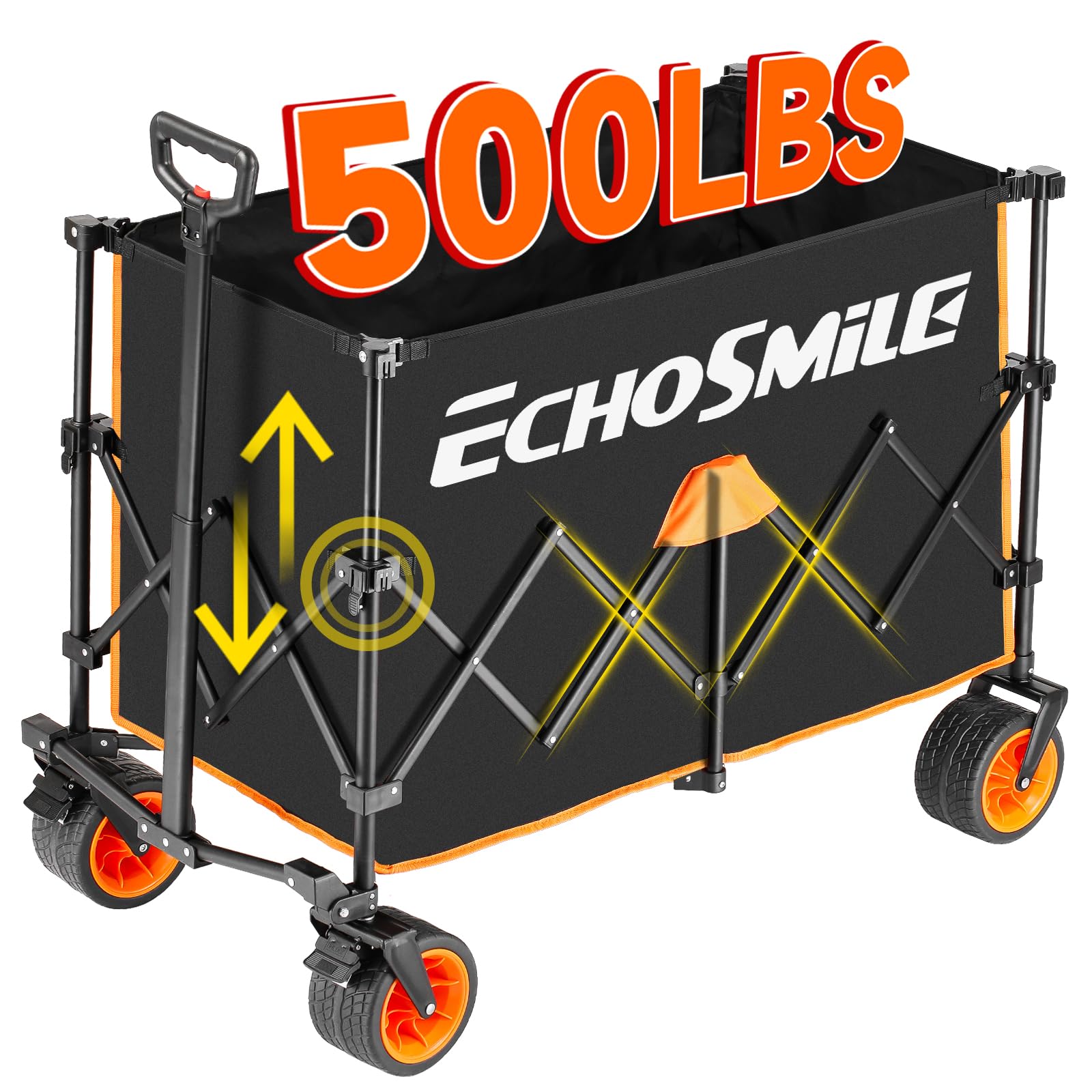 EchoSmile Collapsible Foldable Extended Height Wagon with 500lbs Weight ...