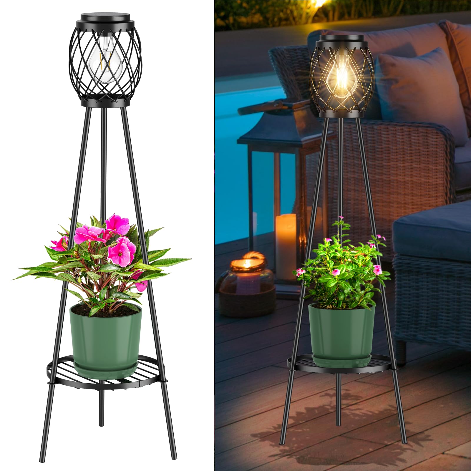 MXwcy Solar Floor Lamp with Plant Stands?Solar Lights Outdoor with ...