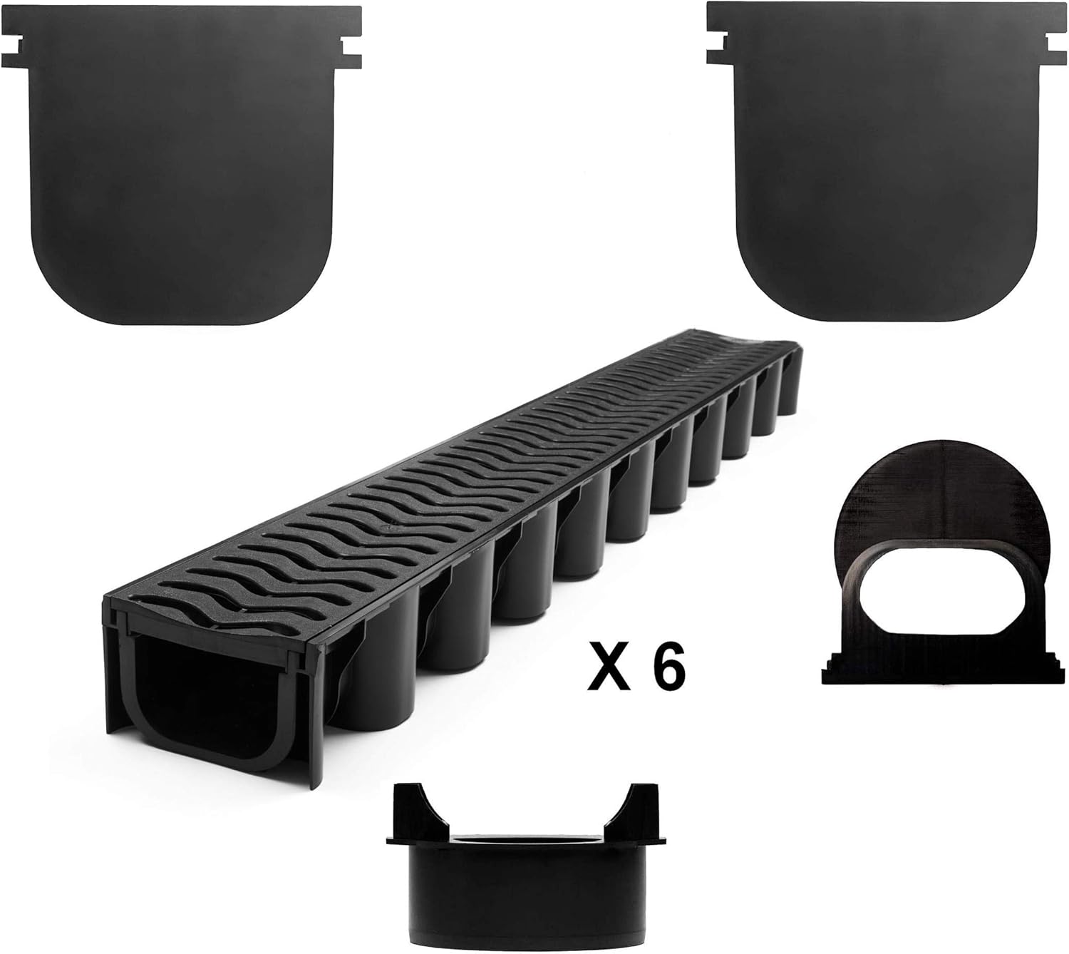 6 x Heavy Duty A15 Linear Storm Water Shallow Flow Channel Drainage PVC ...