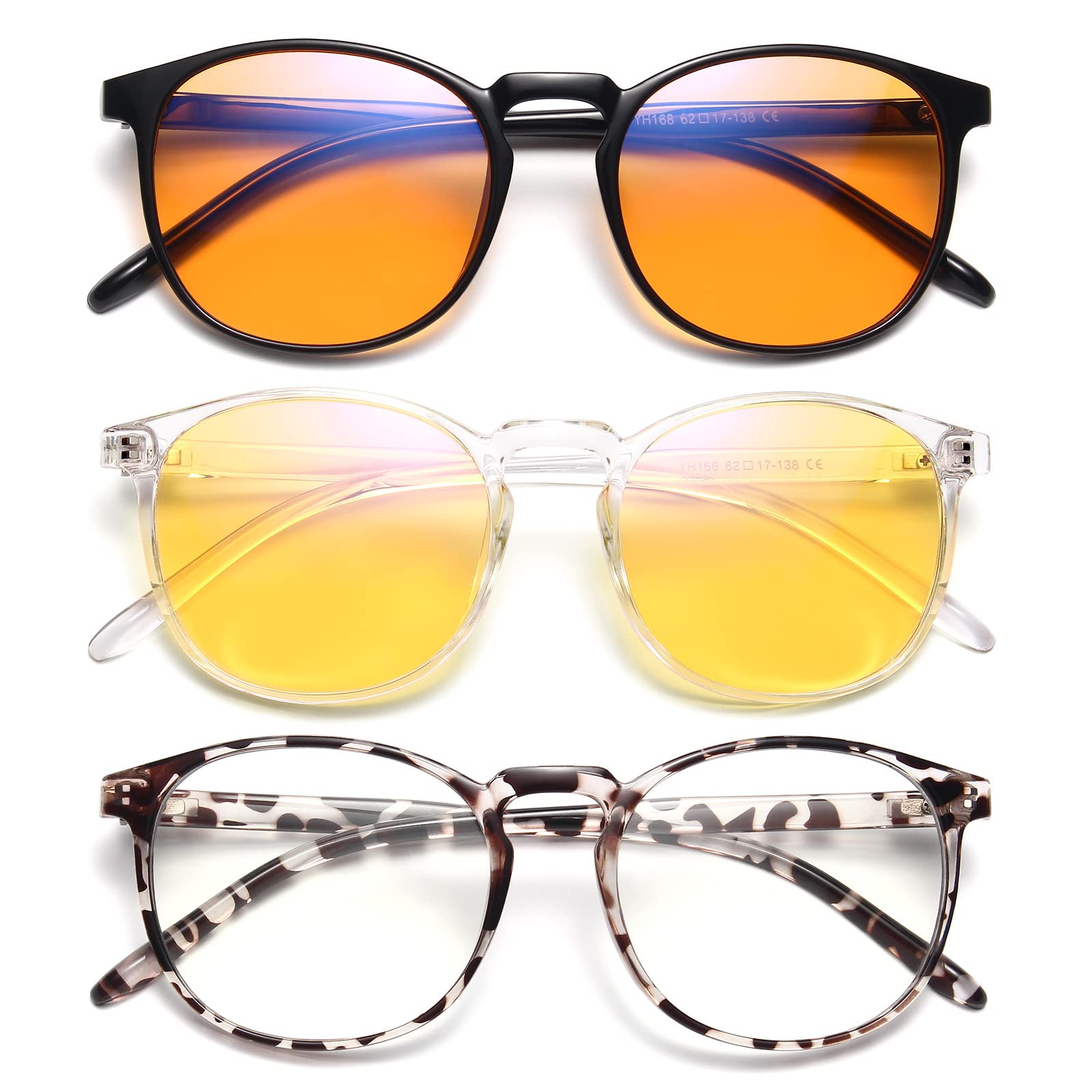 IBOANN Blue Light Blocking Glasses Women/Men, Round Fashion Retro Frame ...