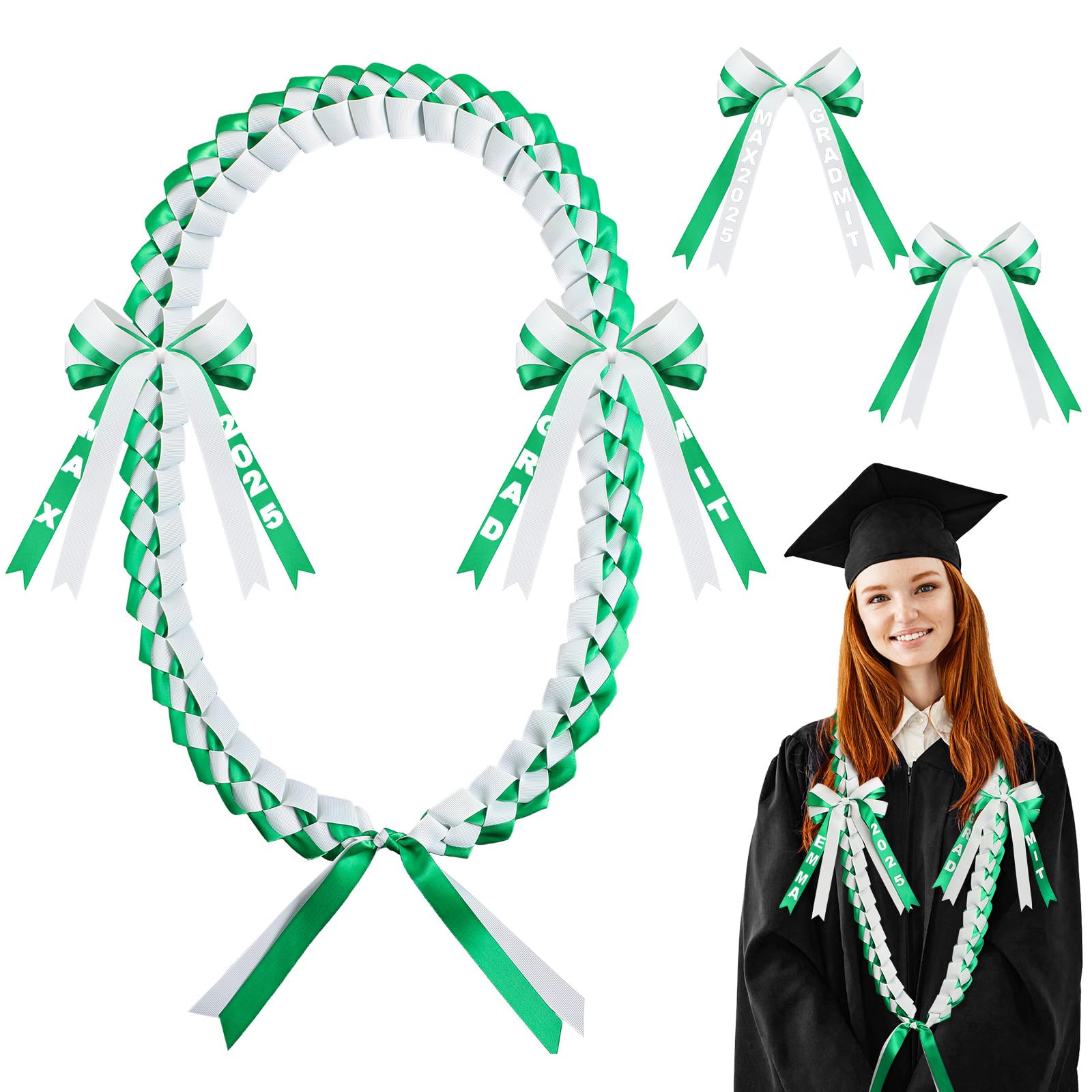 Suncalla Graduation Leis with Bows Class of 2025 DIY Graduation Ribbon Lei with Alphabet Letter ...