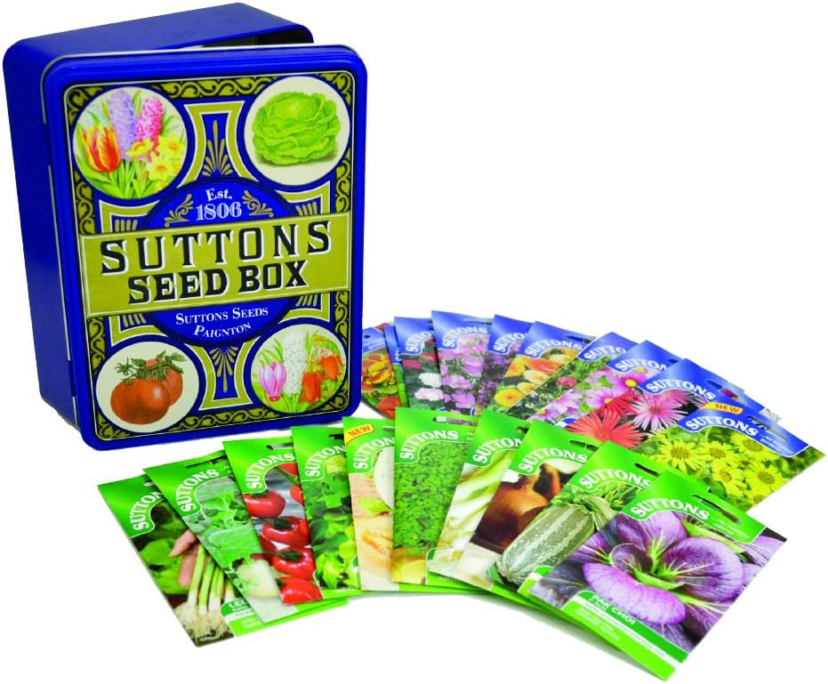 Suttons - Blue Heritage Tin with 20 Pack of Seeds: Amazon.co.uk: Garden ...