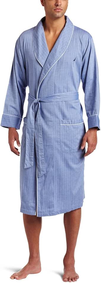 Nautica Men's Captains Herringbone Woven Robe, Blue Bone, Small/Medium ...