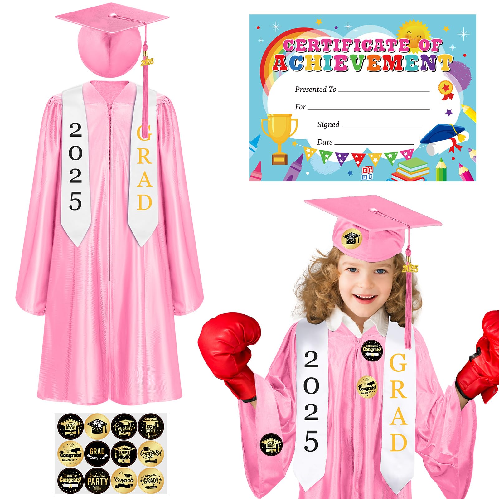 Zhanmai 2025 Preschool and Kindergarten Graduation Cap Gown Stole Set ...