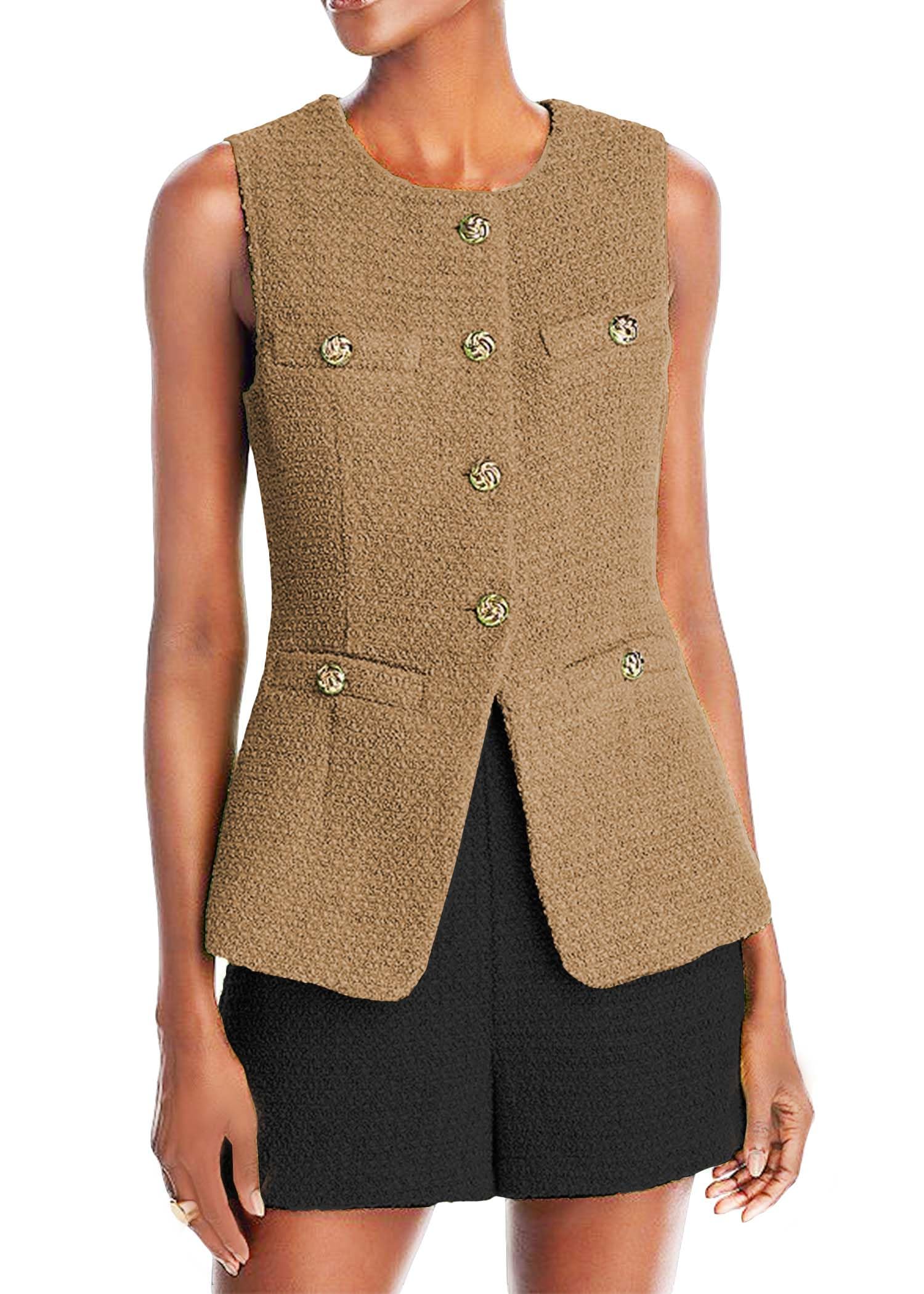 Sweater Tweed Vest Blazers For Women 2025 Summer Business Casual Tops ...