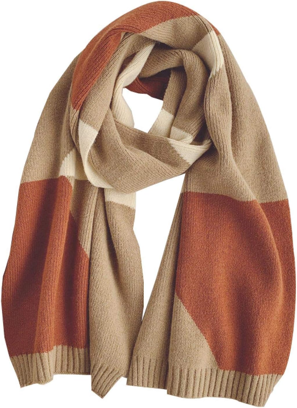 llv Bufanda de invierno de punto de color caqui marrón rojo mixto para ...