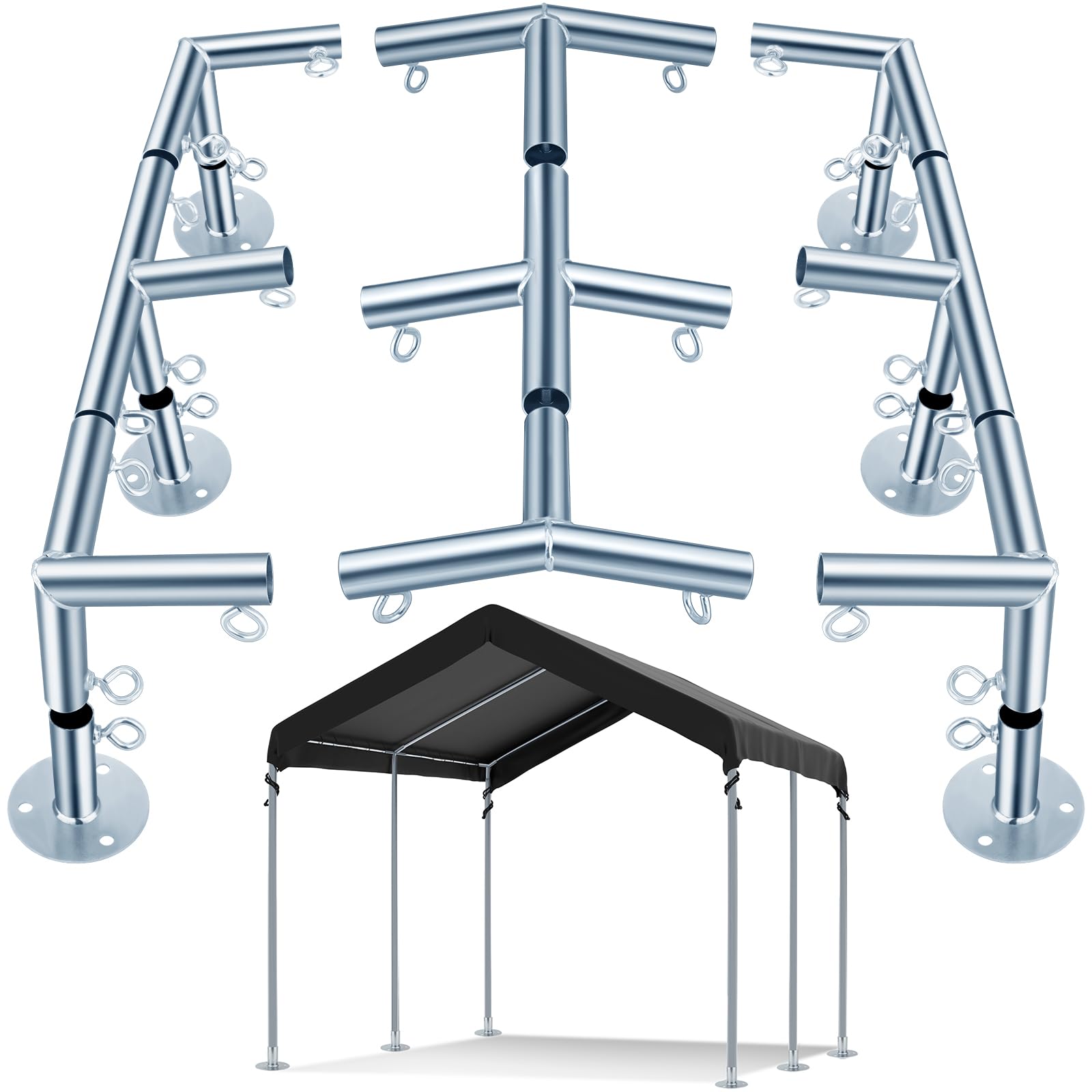 Blulu 15 Pcs 6 Leg Style Carport Canopy Pipe Fittings Low Peak ...