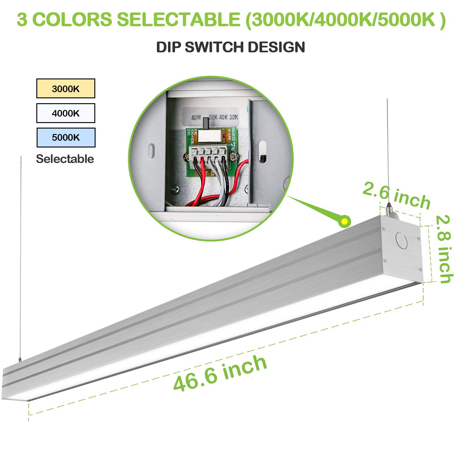 LED Architectural Suspended Linear Channel Light Linkable, 4FT 40W ...