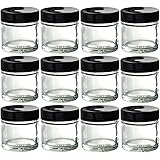 Amazon.com : 2oz Straight Sided Clear Glass Jars (12 pack), Airtight ...
