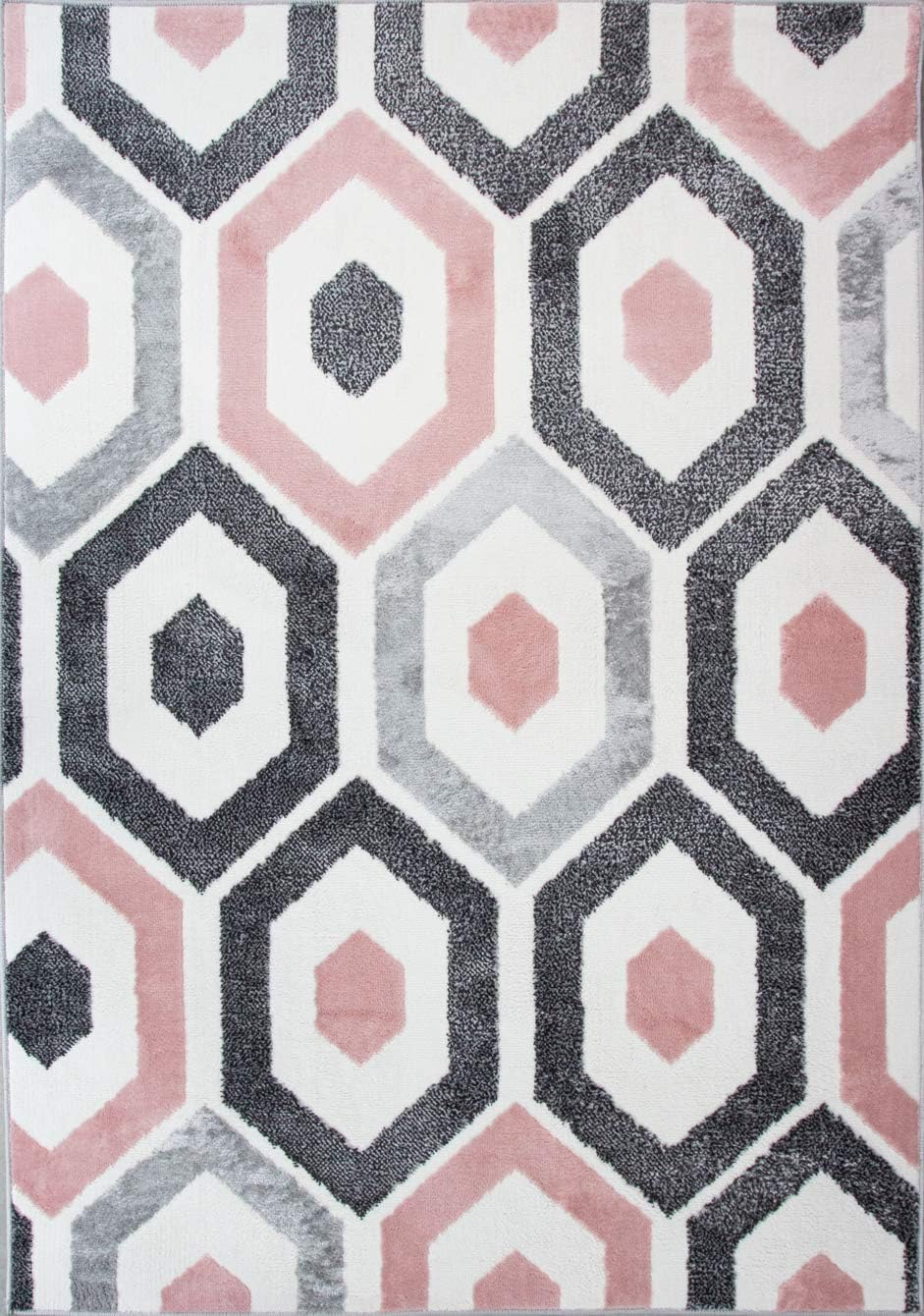 Tapis Rose Blush Rétro Patchwork Tapis Doux Gris Rose Géométrique ...