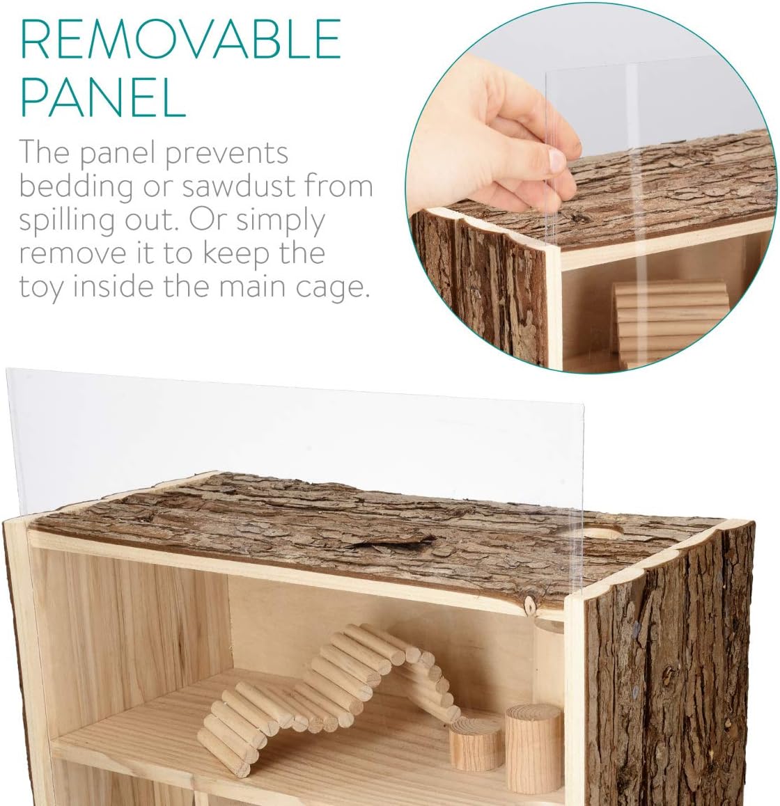 Navaris Natural Wood Hamster House – Wooden Play House and Climbing ...