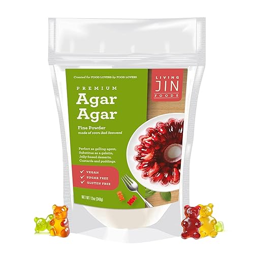 LIVING JIN Agar Agar Powder, 12 oz. Plant-Based Gelatin Powder, Vegan ...