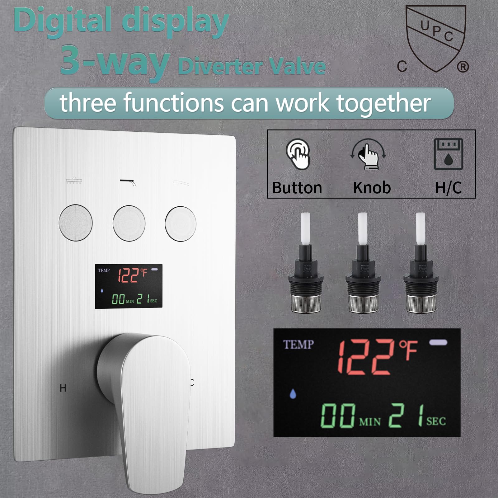 Mua 3 Way Shower Mixer Valve Digital Display Three Function Shower ...