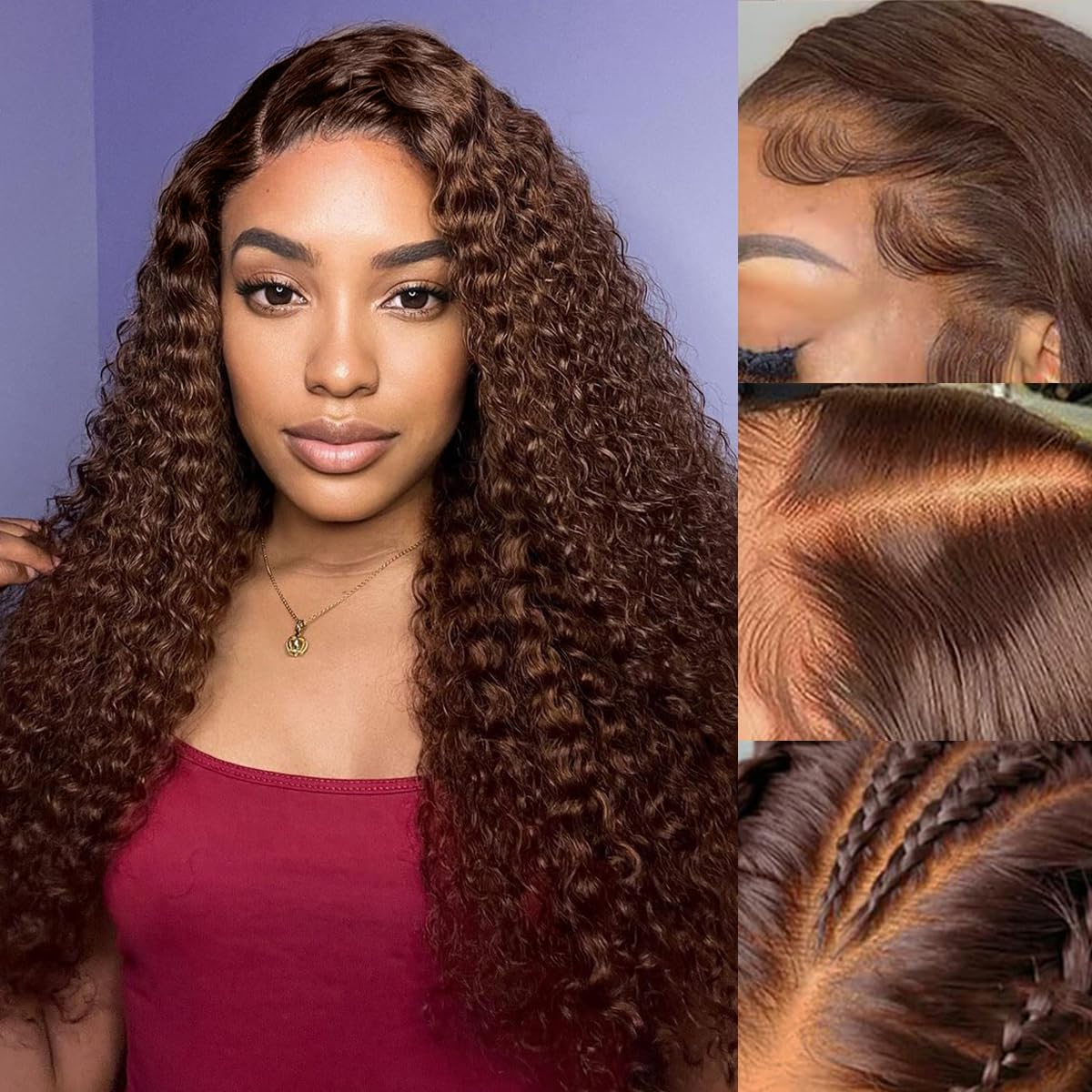 Chocolate Brown Lace Front Wig Human Hair Water Wave Lace Front Wigs ...