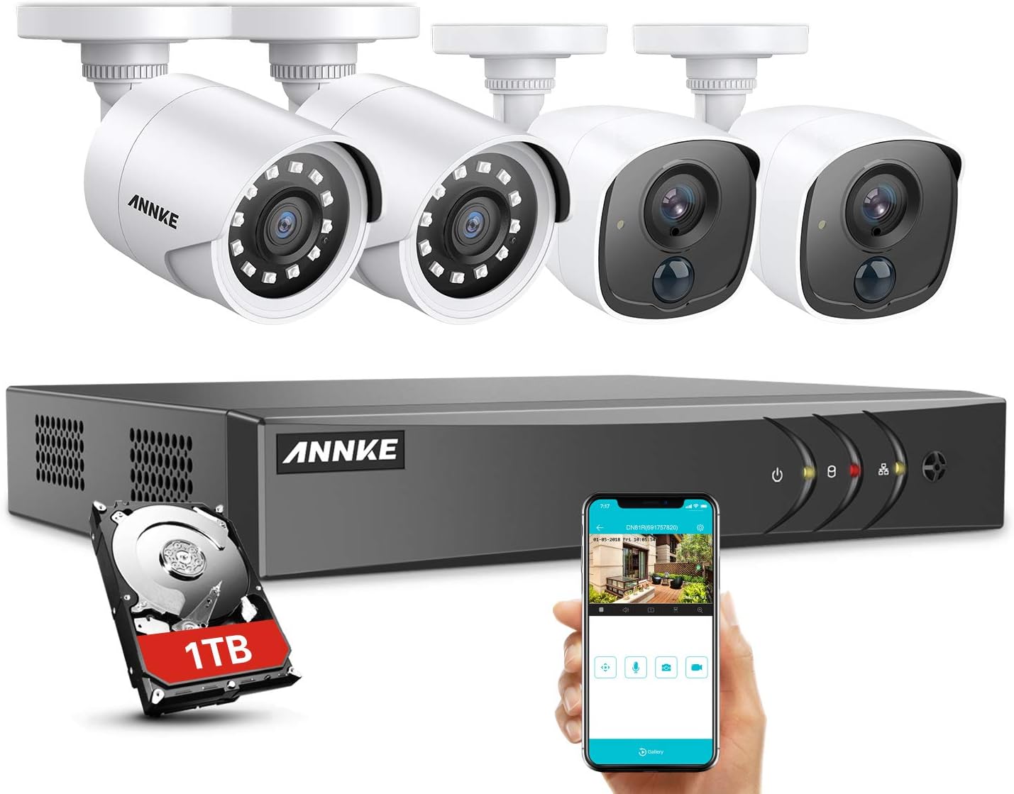 ANNKE 8CH 3MP CCTV Camera System 5-in-1 H.265+ DVR kits w/1TB HDD and ...