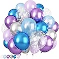 Amazon.com: Jobkoo Blue Purple Silver Balloons 12 Inch Snowflake Balloons Metallic Silver Purple ...