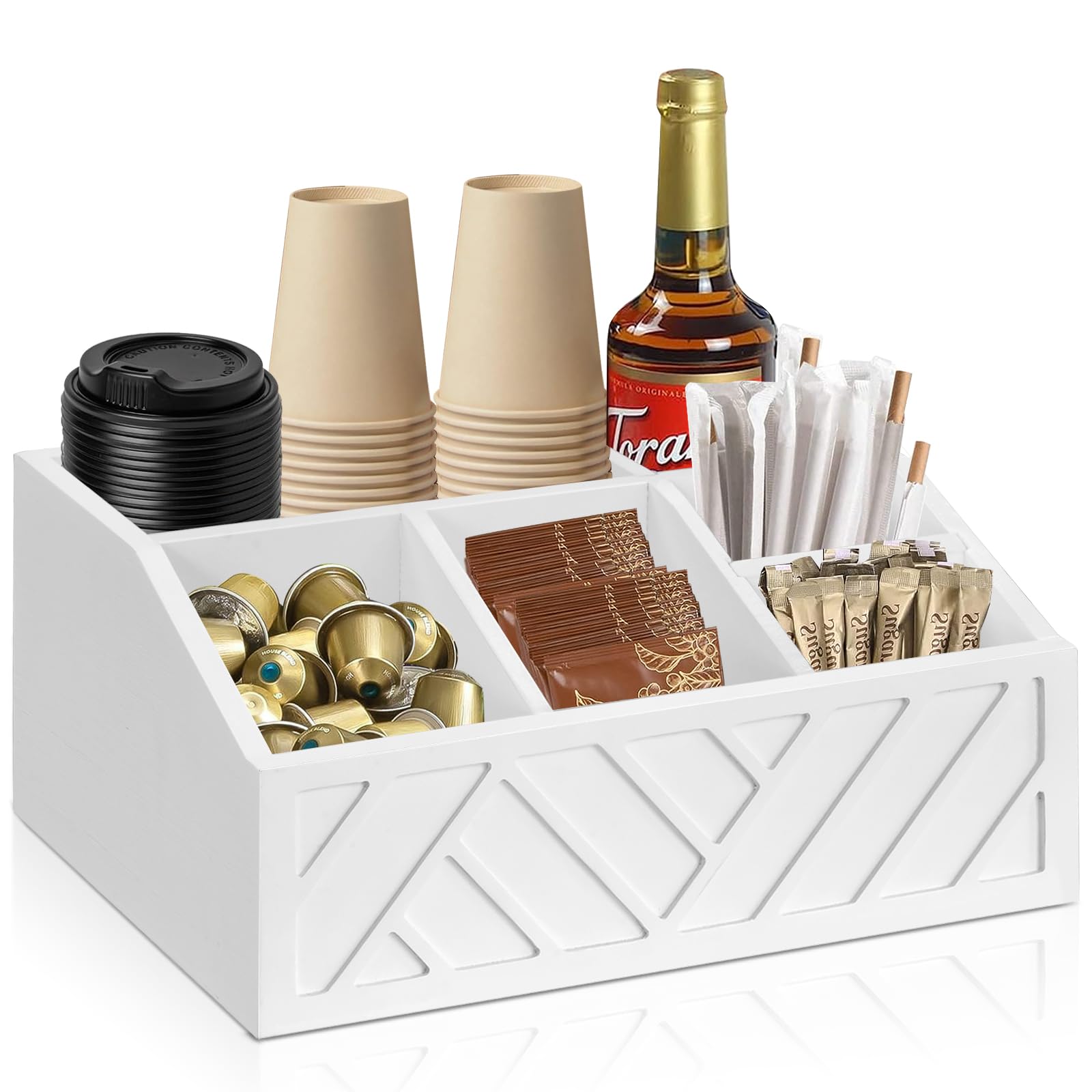 Coffee Bar Accessories and Organizer, Wood Coffee Station Organizer for ...