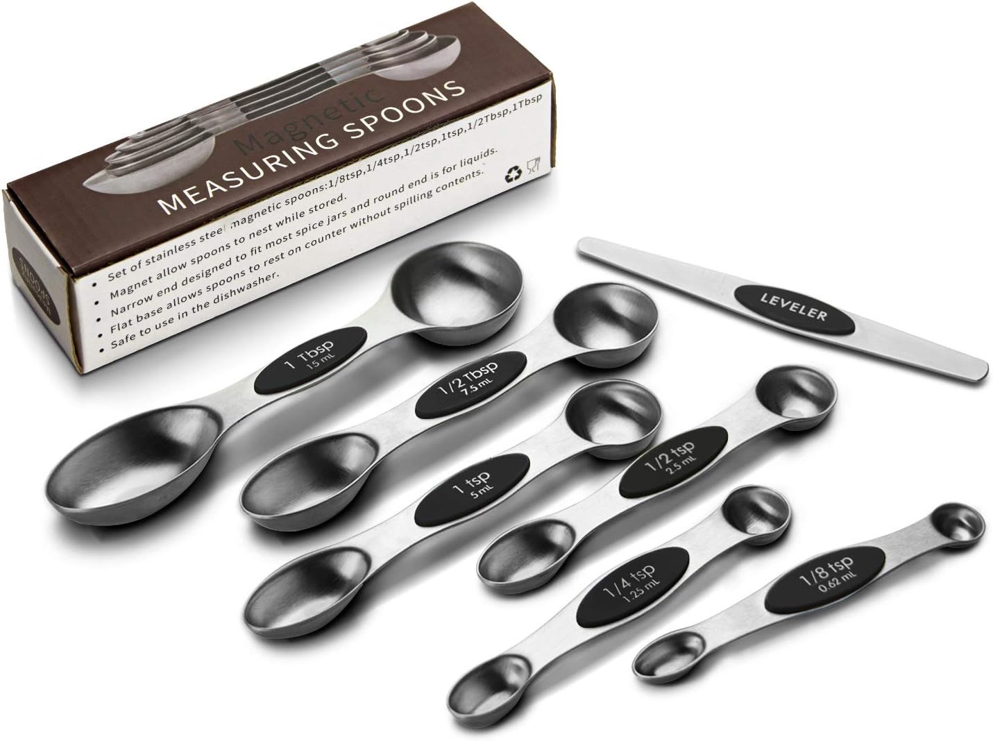 AOOSY Measuring Spoons Set,Magnetic Stainless Steel Spoons Round ...